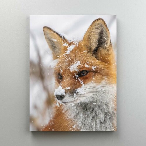 Интерьерная картина на холсте "Рыжая лисичка в лесу" размер 45x60 см