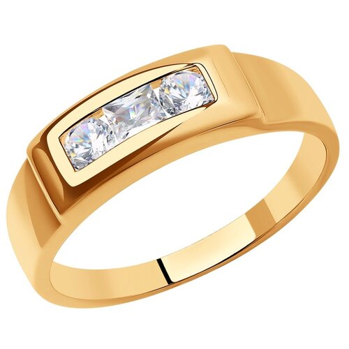 Кольцо Diamant, красное золото, 585 проба, фианит, размер 16.5