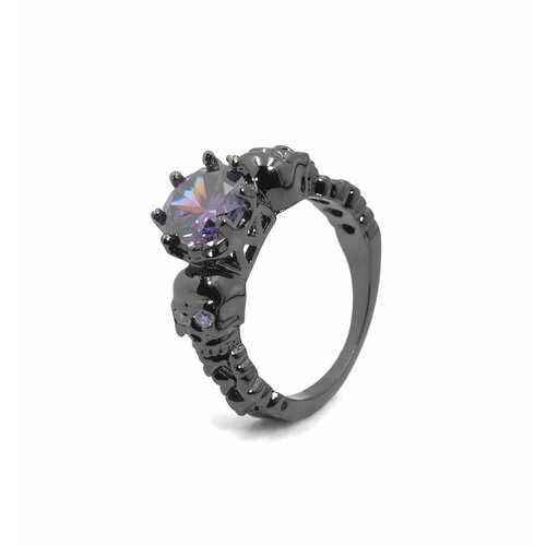 Кольцо SILVARIE, кристалл, размер 18, фиолетовый, черный