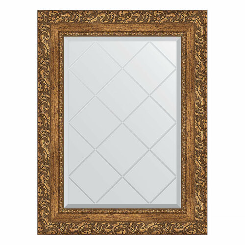 Зеркало настенное с гравировкой EVOFORM в багетной раме виньетка бронзовая, 55х72 см, для гостиной, прихожей, спальни и ванной комнаты, BY 4013