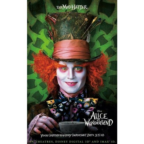 Плакат, постер на бумаге Алиса в стране чудес (Alice in Wonderland), Тим Бёртон. Размер 60 х 84 см