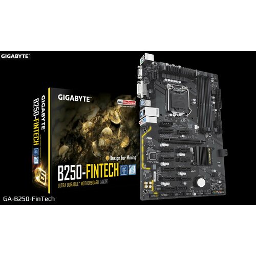 Gigabyte GA-B250-FinTech Socket 1151v1 - 12 слотов PCI-E Box Retail