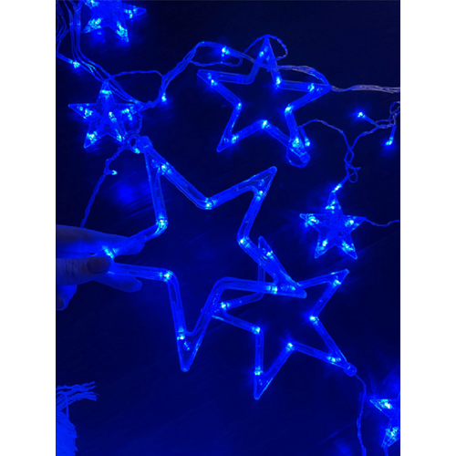 Гирлянда штора Звезды 250х75 см, светодиодный занавес, 8 режимов, синяя, 220В