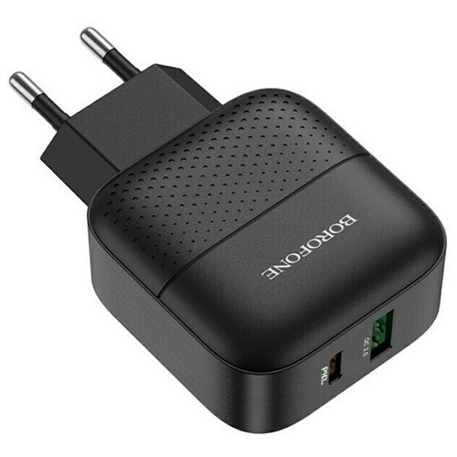 СЗУ USB 3.0A USB+Type-C порт BOROFONE BA46A PD+QC3.0 18W кабель Lightning 8Pin черный