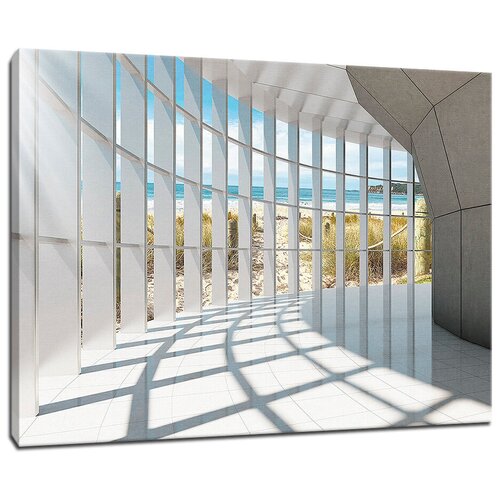 Картина Уютная стена "Длинный коридор 3D с витражами" 90х60 см
