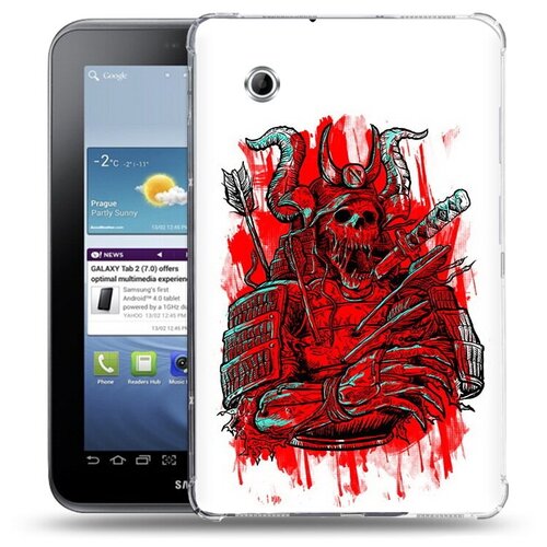Чехол задняя-панель-накладка-бампер MyPads красный скелет воин для Samsung Galaxy Tab 2 7.0 GT-P3100/P3110 противоударный
