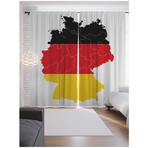 Шторы с фотопечатью JoyArty "Флаг на карте Германии" из сатена, 290х265 см