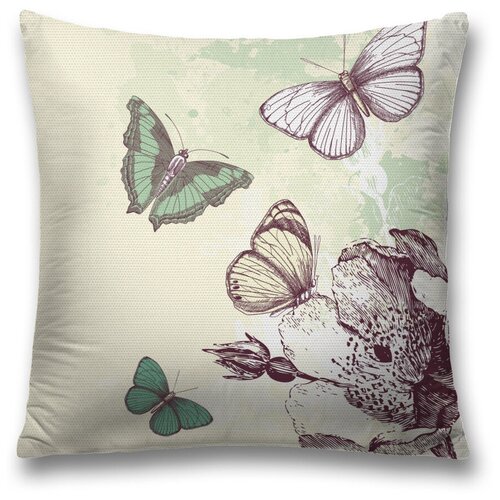 Наволочка декоративная на молнии, чехол на подушку JoyArty "Цветок для бабочек" 45х45 см