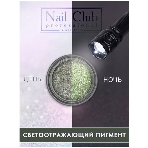 Nail Club professional Светоотражающий пигмент для ногтей Reflex Lime, 1 шт.
