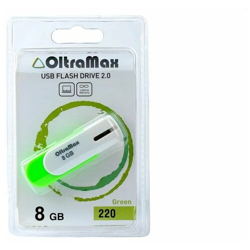 Флешка 8Gb OltraMax USB 220 салатовый (OM-8GB-220-Light gr)