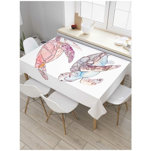 Скатерть прямоугольная JoyArty на кухонный стол "Морские черепахи" из оксфорда, 120x145 см