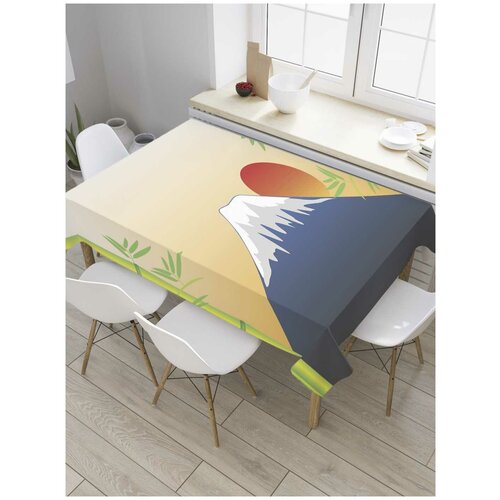 Скатерть прямоугольная JoyArty на кухонный стол "Вершина среди бамбука" из оксфорда, 180x145 см