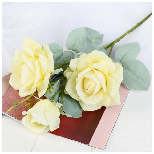 Цветы искусственные "Роза Терция" 12х60 см, жёлтый