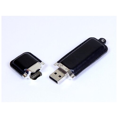 Кожаная флешка классической прямоугольной формы (32 Гб / GB USB 3.0 Черный/Black 215 Flash drive Классика SK134)