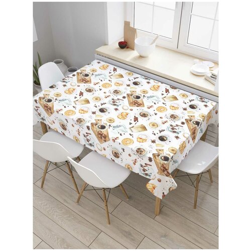 Скатерть прямоугольная JoyArty на кухонный стол "Кофейный завтрак" из оксфорда, 180x145 см