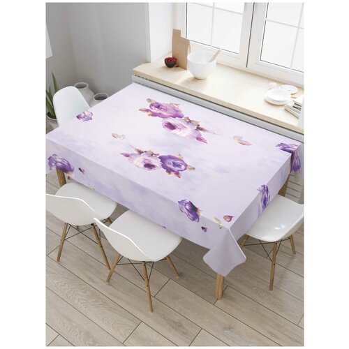 Скатерть прямоугольная JoyArty на кухонный стол "Плывущие цветы" из оксфорда, 120x145 см