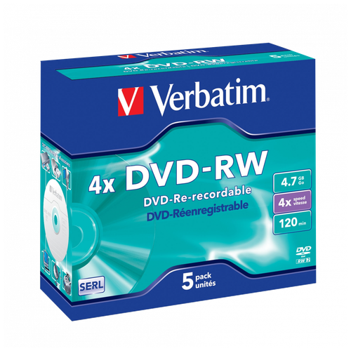 Оптический диск Verbatim DVD-RW 4.7 Gb, 4x, jewel case (5 шт)