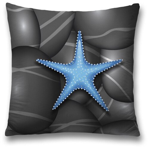 Наволочка декоративная на молнии, чехол на подушку JoyArty "Морская звезда на камнях" 45х45 см