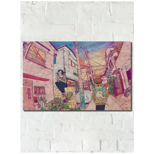 Картина интерьерная на рельефной доске ОСП Хиппи арт (Инди арт, Аниме, красочная картина) - 7412 Г