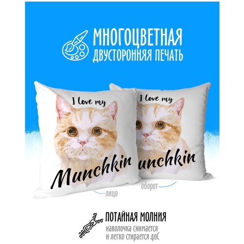 Подушка декоративная Кошки Манчкин I love my Munchkin