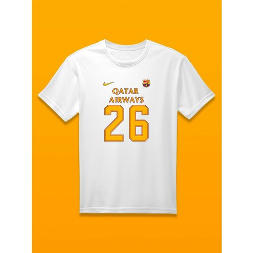 Футболка Барселона номер 26, размер 4XL, белый