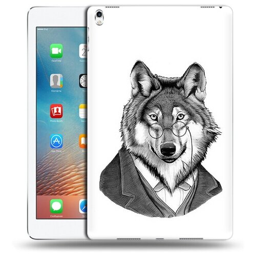 Чехол задняя-панель-накладка-бампер MyPads волк в пиджаке для iPad Pro 12.9 2015 (A1584/A1652)/iPad Pro 12.9 2017 (A1671/A1670) противоударный