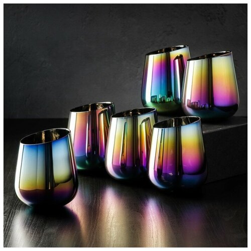Набор стеклянных стаканов низких Magistro «Иллюзия», 450 мл, 9,5×11,5 см, 6 шт, цвет хамелеон
