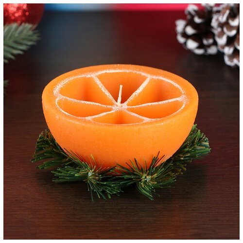 Свеча декоративная "Новогодний апельсин половинка",10х10х6,2 см