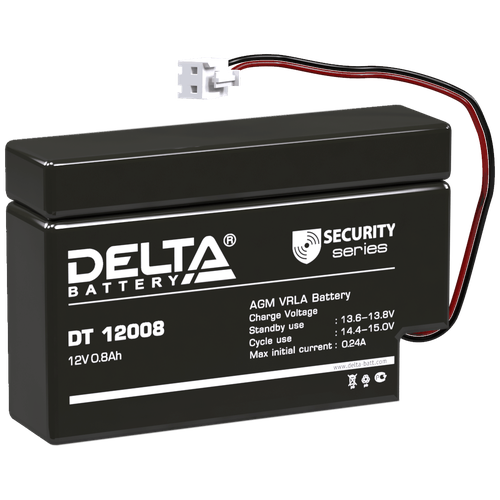 Аккумулятор DELTA DT-12008 (12В, 0.8Ач / 12V, 0.8 Ah / вывод T13) Для слаботочных систем