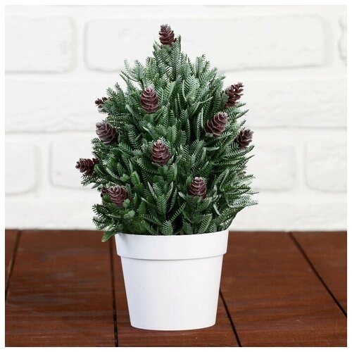 Бонсай "Хвойный куст" 10х24 см, искусственное растение для декора, для интерьера
