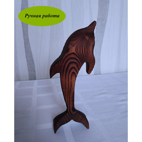 Дельфин деревянный статуэтка объемная высота 20см цвет махагон