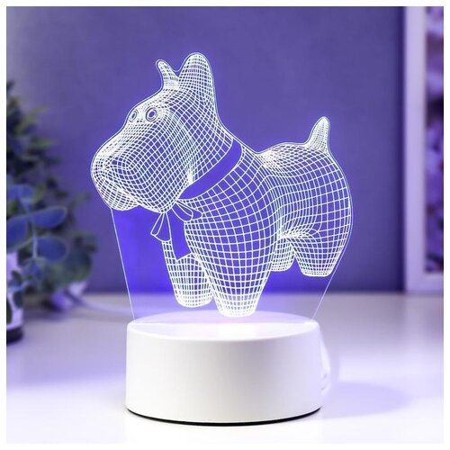 3D-лампа RISALUX Собачка с бантиком 4814590, белый, 1 шт.