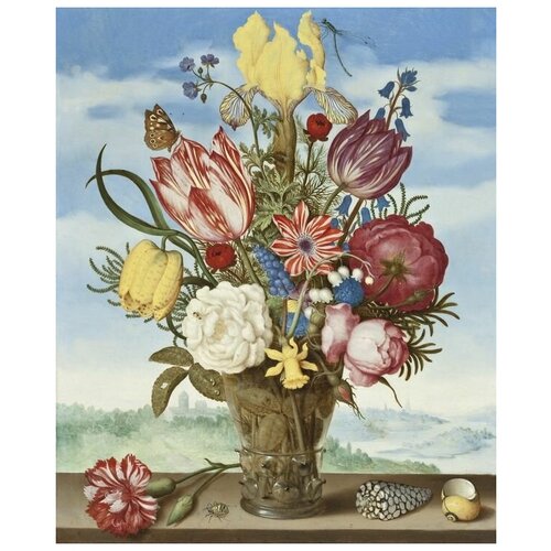 Репродукция на холсте Букет ярких цветов Бушшет Амбросус 30см. x 37см.