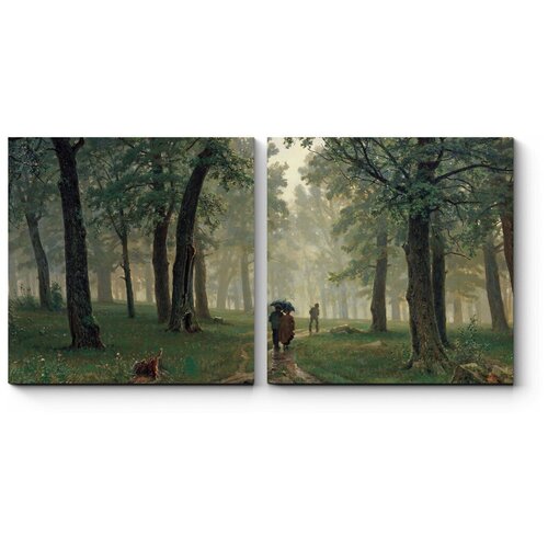 Модульная картина Дождь в дубовом лесу, Шишкин 130x65