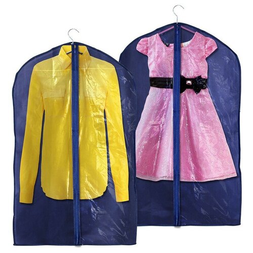 Чехол для одежды воздухопроницаемый материал, синий 90х60 см 5515