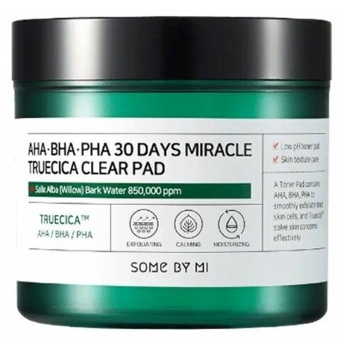 Some By Mi Пэды для проблемной кожи кислотные - 30Days miracle truecica clear pad, 70шт