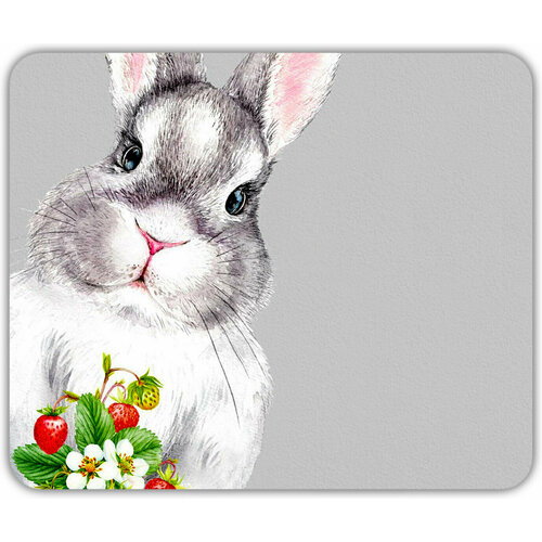 Коврик для мыши "Заяц с земляникой" (24 x 20 см x 3 мм)