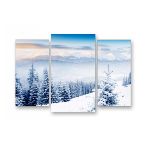 Модульная картина на холсте | Diva Kartina | Природа. Зимний горный пейзаж | 70X49 см