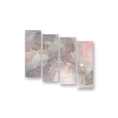 Модульная картина на холсте | Diva Kartina | Абстракция мрамор. Розовый дым | 60X60 см