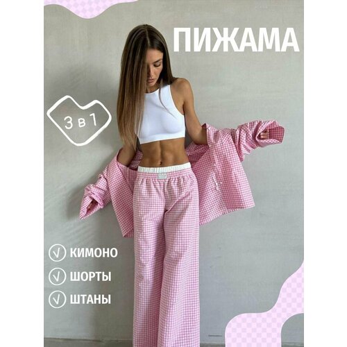 Пижама , размер M, белый, розовый
