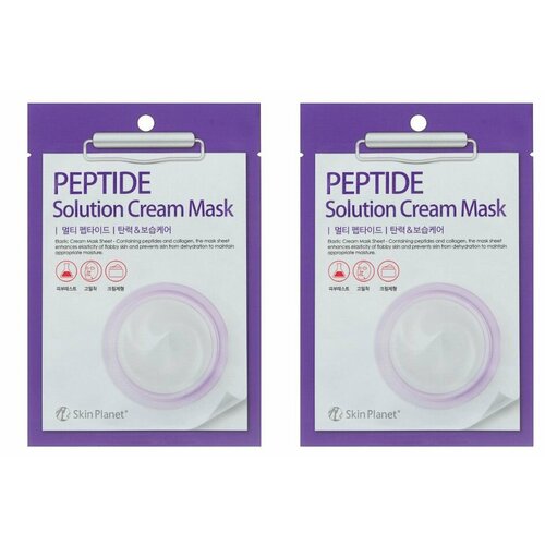 Mijin Маска тканевая для лица Skin Planet Peptide solution cream mask, 25 гр, 2 шт/