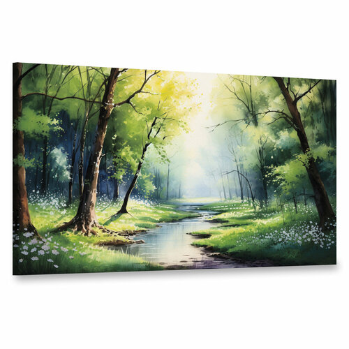 Интерьерная картина 100х60 "Лес ручей"