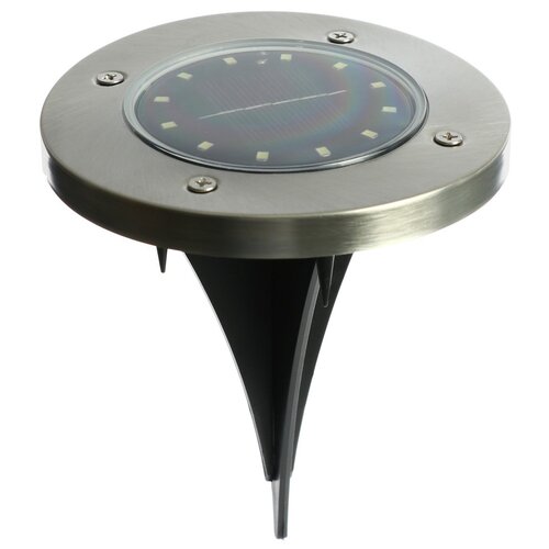 Luazon Lighting светильник грунтовый герметичный светодиодный на солнечной батарее 7322813 светодиодный, 5 Вт, цвет арматуры: черный, цвет плафона серебристый