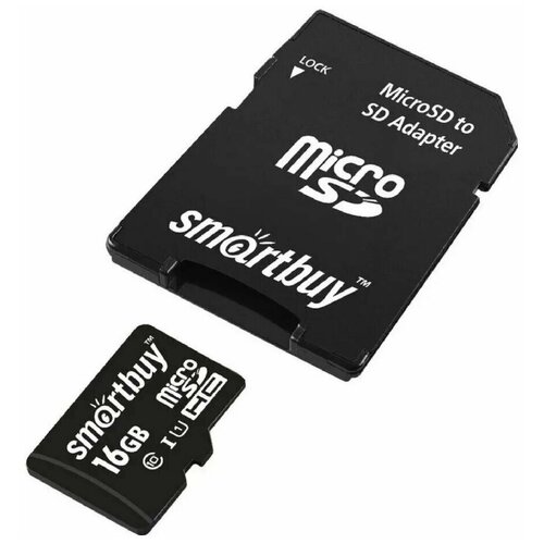 Micro SD Smartbuy 16 Gb Class 10 (с адаптером SD)