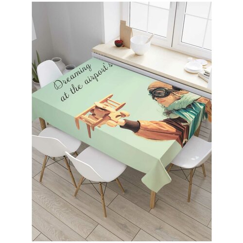 Скатерть прямоугольная JoyArty на кухонный стол "Мечты о полете" из оксфорда, 180x145 см