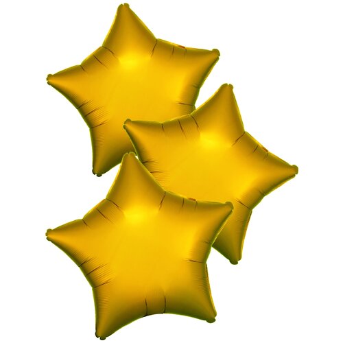 Набор воздушных шаров Anagram звёзды Сатин, Лимонный, 46 см, 3 шт