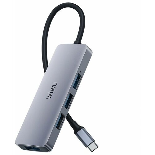 USB Хаб WiWU Alpha 440 Pro 4 в 1 Type C to 4 x USB 3.0, серый
