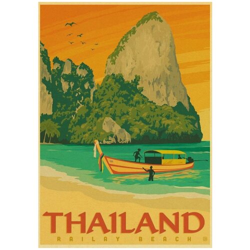 Постер / Плакат / Картина Лодки - Туристическая лодка Thailand railay beach 40х50 см в раме