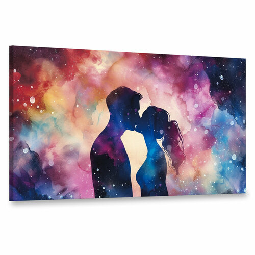 Интерьерная картина 100х60 "Поцелуй в звездном небе"