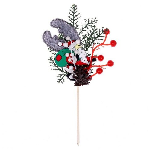 Новогоднее украшение из природного декора «Дед Мороз» 24 × 12 × 2 см